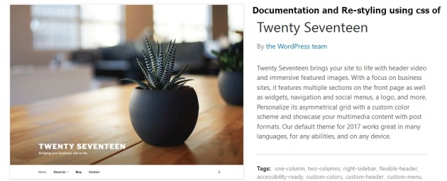 Twenty Seventeen Theme: CSS Modifications – All About Basic