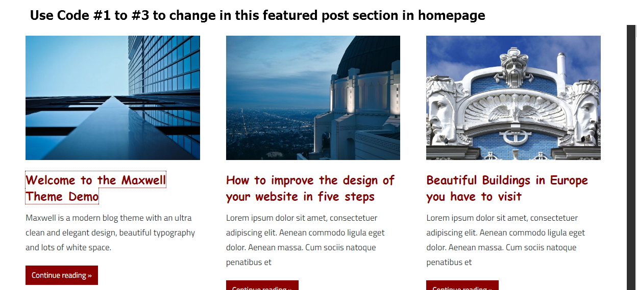 Maxwell By ThemeZee featured section modification – All About Basic